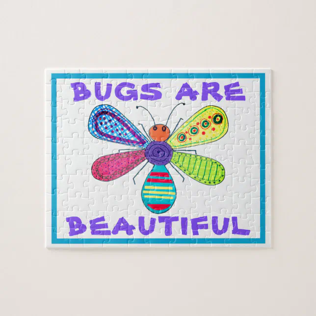 Kid's Whimsical Bug Art Love Beautiful Insects Jigsaw Puzzle | Zazzle