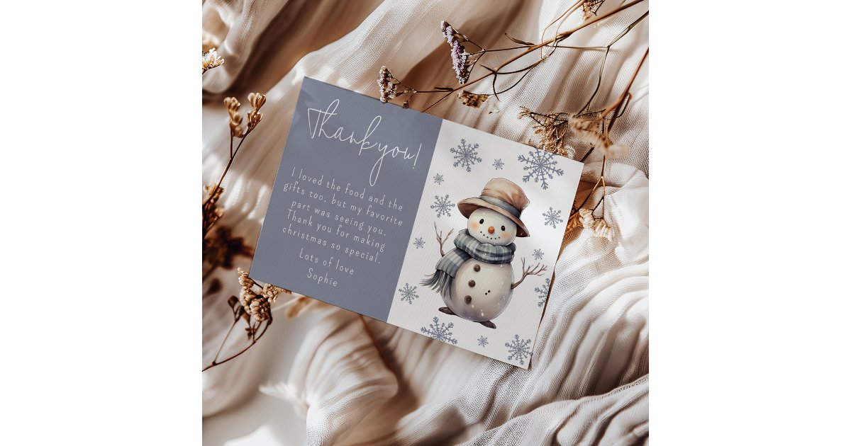 Kids Winter Snowman Thank You Card | Zazzle