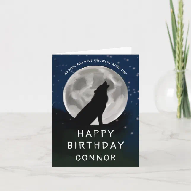 Kids Wolf Howling at the Moon Wolves Birthday Card | Zazzle
