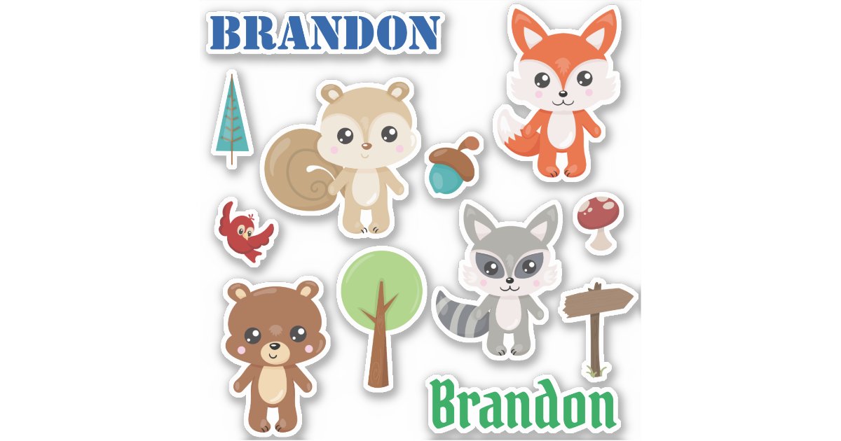 Kids Woodland Animals Personalized Fun set Sticker | Zazzle