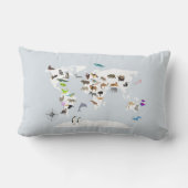 Kids World Map Animals Lumbar Pillow | Zazzle