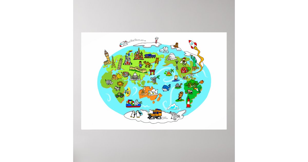 Kids’ World Map Poster | Zazzle