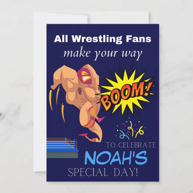 Kids Wrestling Themed Wrestler Party Invitation | Zazzle