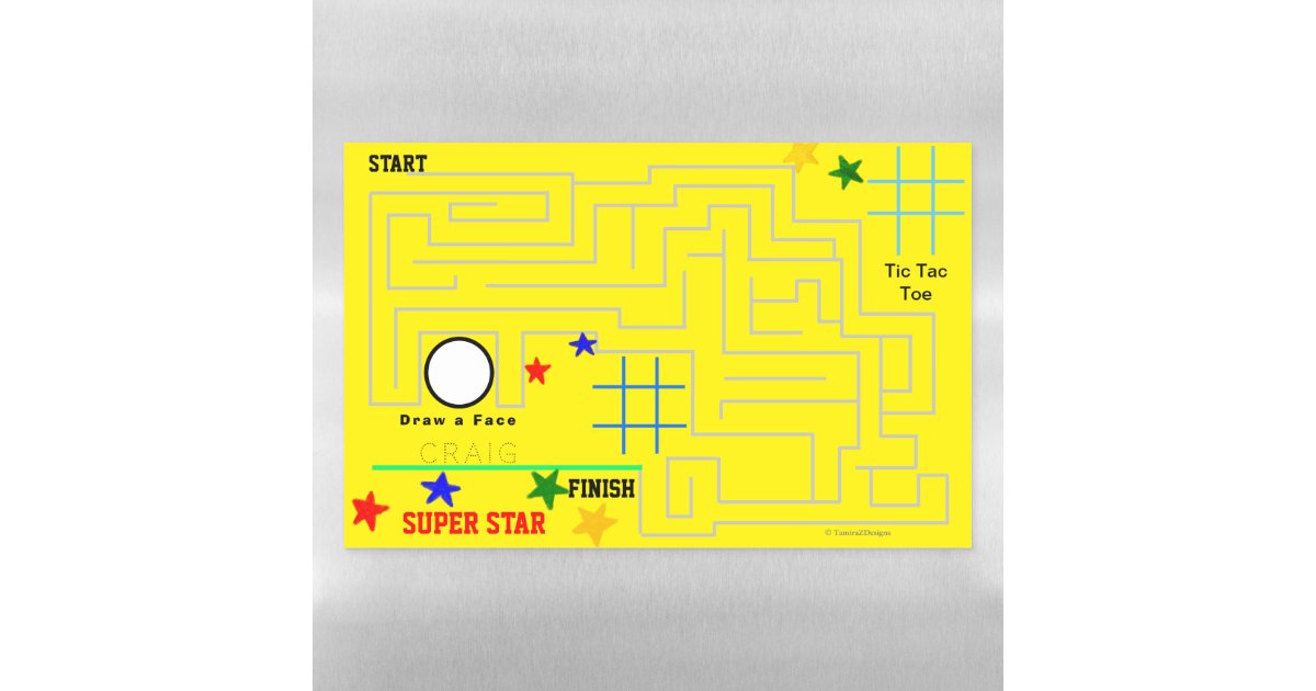 Kids Yellow Maze Activity Magnetic Dry Erase Sheet | Zazzle