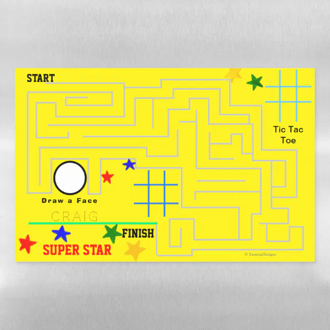 Kids Yellow Maze Activity Magnetic Dry Erase Sheet | Zazzle