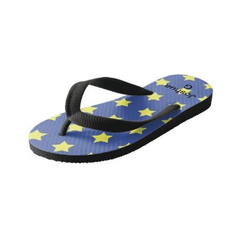 Kids yellow-star flip flops | Zazzle