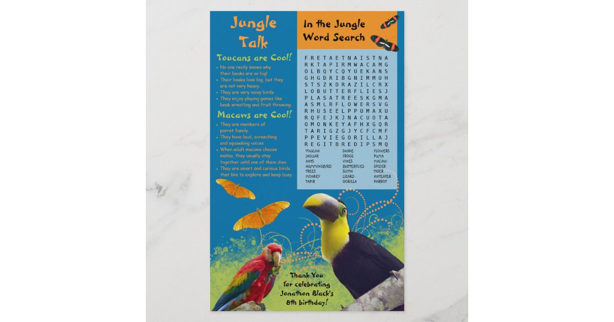 Kid's Zoo Birthday Party Activity Sheet | Zazzle