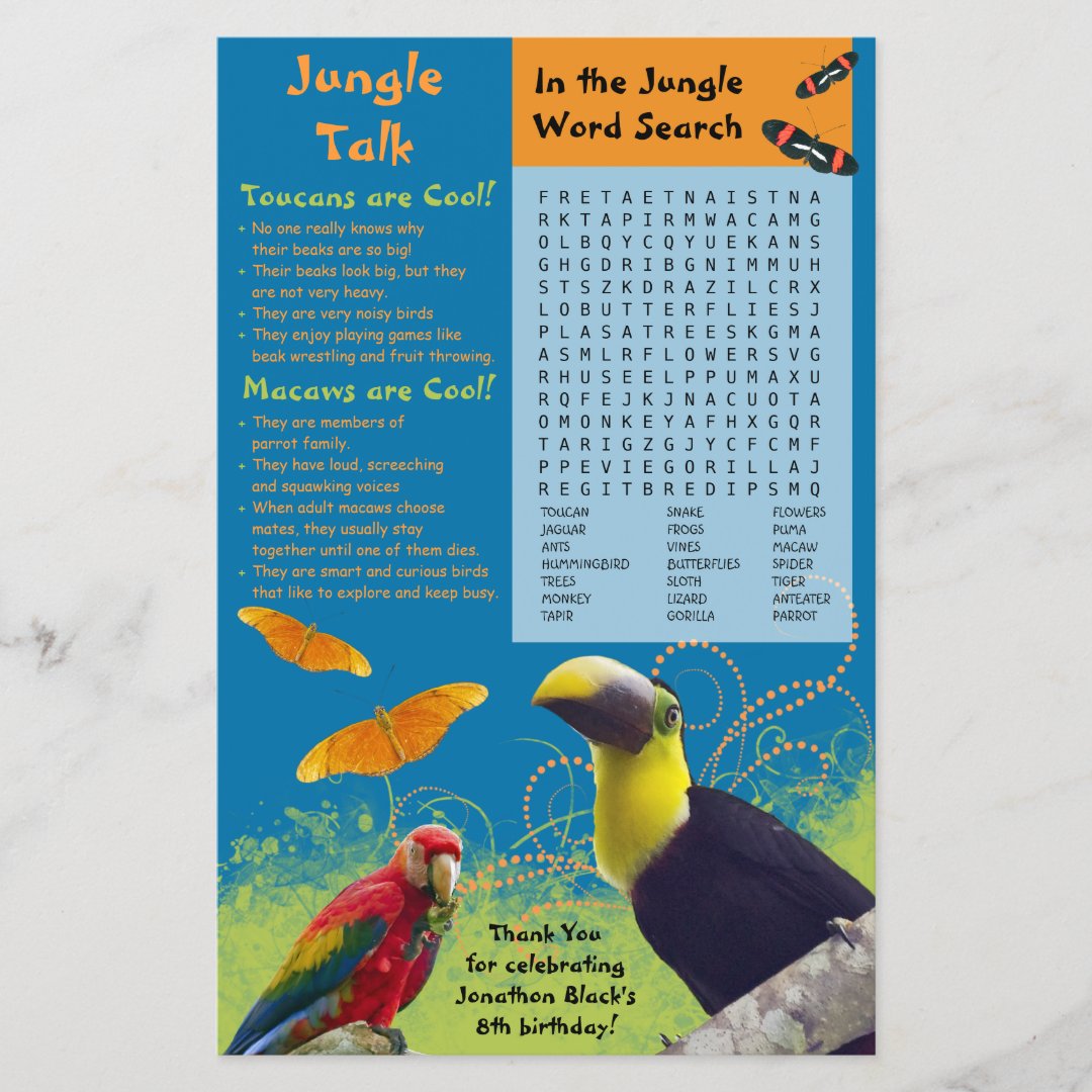 Kid's Zoo Birthday Party Activity Sheet | Zazzle
