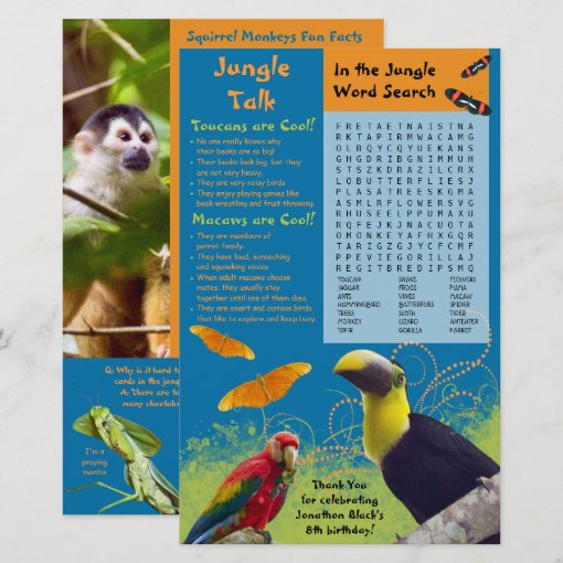 Kid's Zoo Birthday Party Activity Sheet | Zazzle