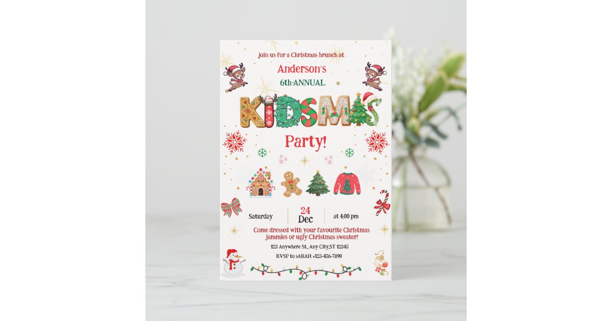 Kidsmas Party Invite - kids Christmas invitation | Zazzle