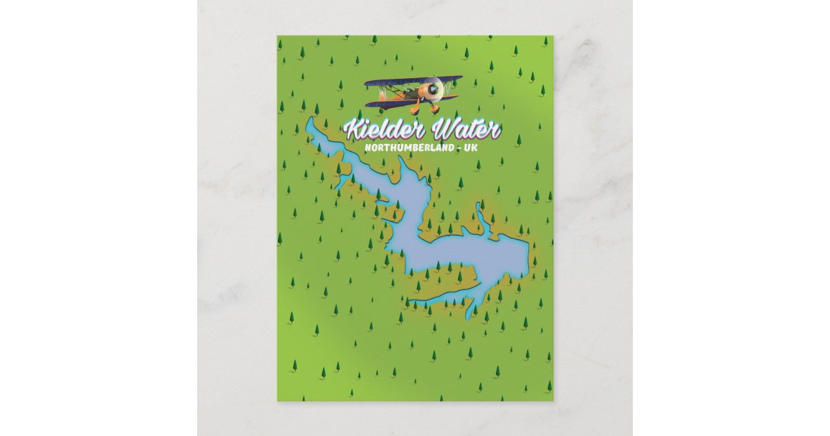 Kielder Water Northumberland UK map Postcard | Zazzle