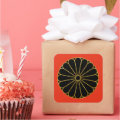 Kiku Chrysanthemum Mon gold black on red Square Sticker | Zazzle