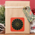 Kiku Chrysanthemum Mon gold black on red Square Sticker | Zazzle