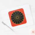 Kiku Chrysanthemum Mon gold black on red Square Sticker | Zazzle