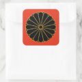 Kiku Chrysanthemum Mon gold black on red Square Sticker | Zazzle