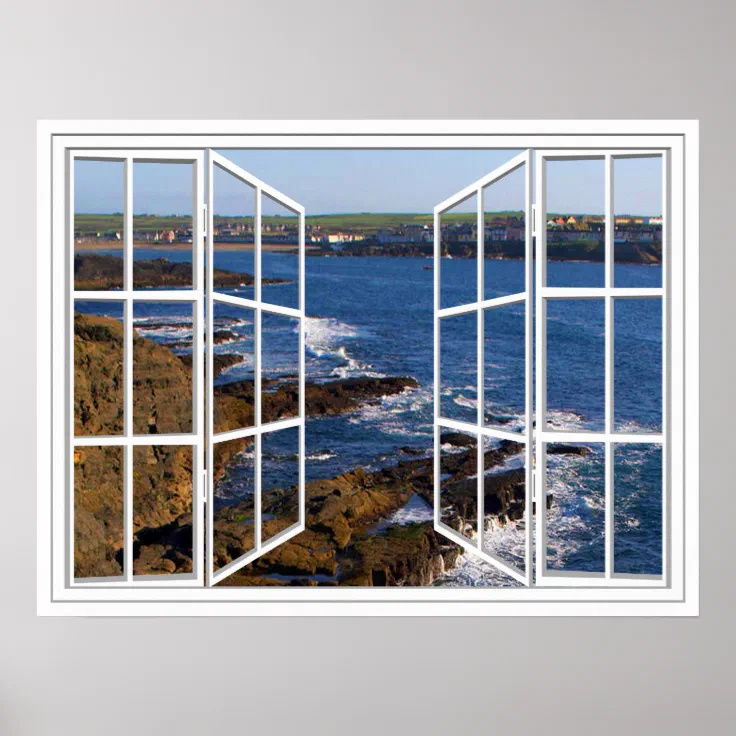 Kilkee Ireland White 24 Pane Open Window Poster | Zazzle