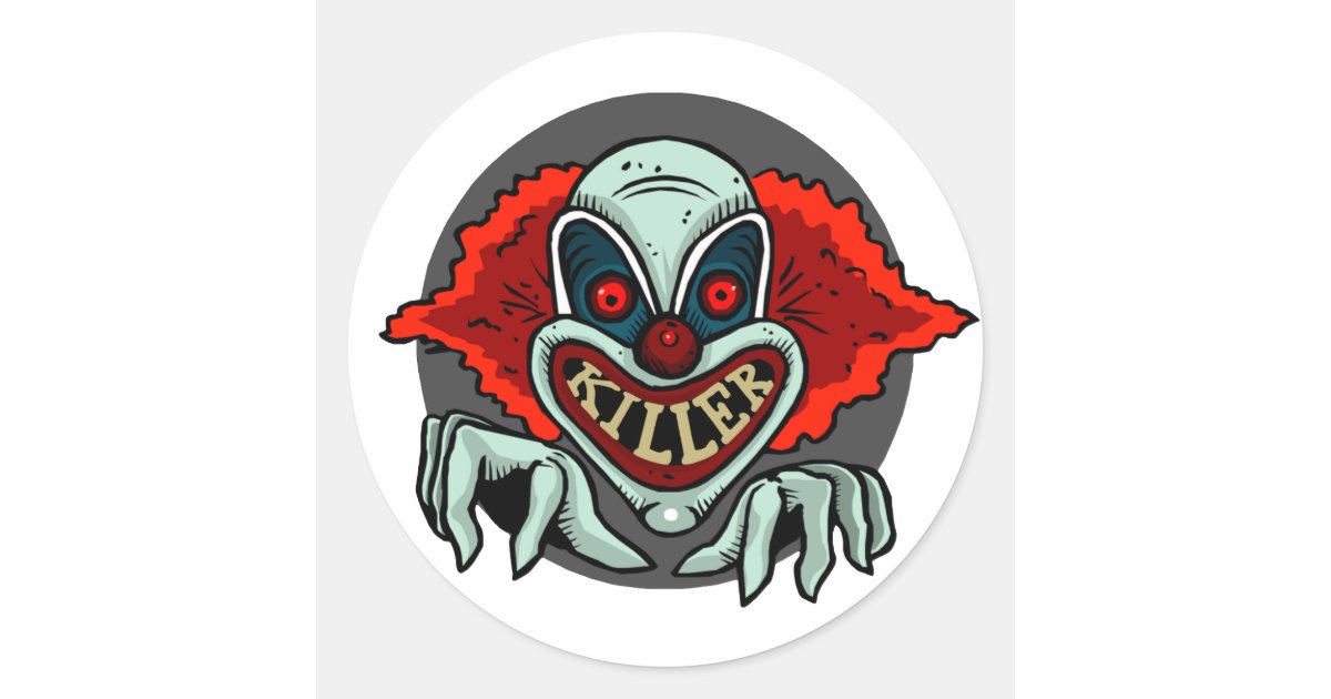 Killer Clown Classic Round Sticker | Zazzle