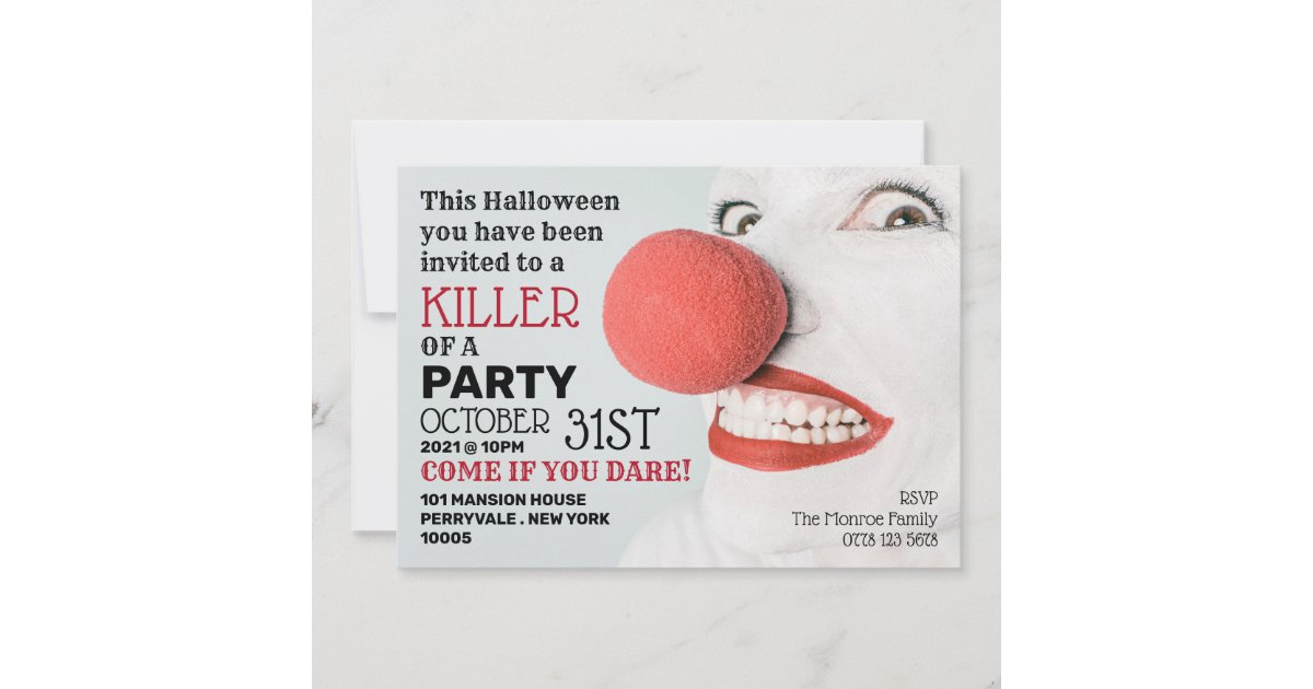 Killer Clown, Halloween Party Invitation | Zazzle