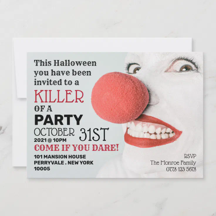 Killer Clown, Halloween Party Invitation | Zazzle