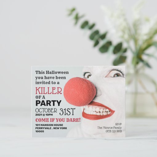 Killer Clown, Halloween Party Invitation | Zazzle