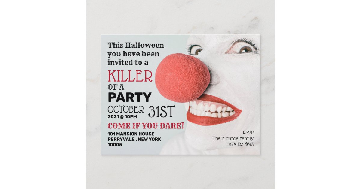 Killer Clown, Halloween Party Invitation | Zazzle
