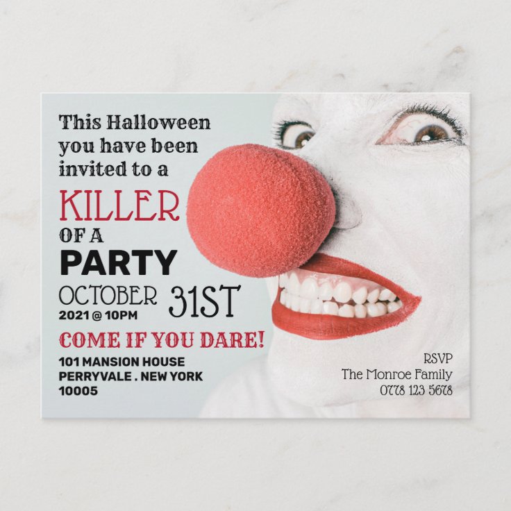 Killer Clown, Halloween Party Invitation | Zazzle