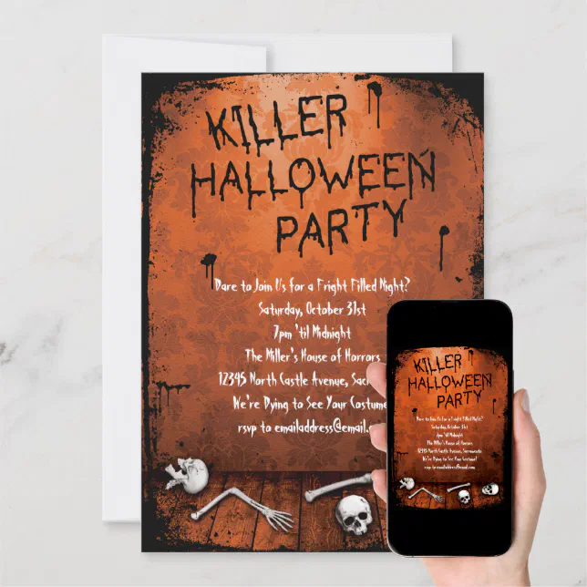 Killer Halloween Party with Skulls Invitation | Zazzle