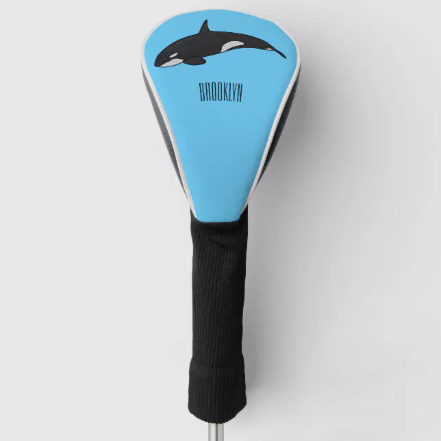 Killer whale cartoon illustration golf head cover | Zazzle