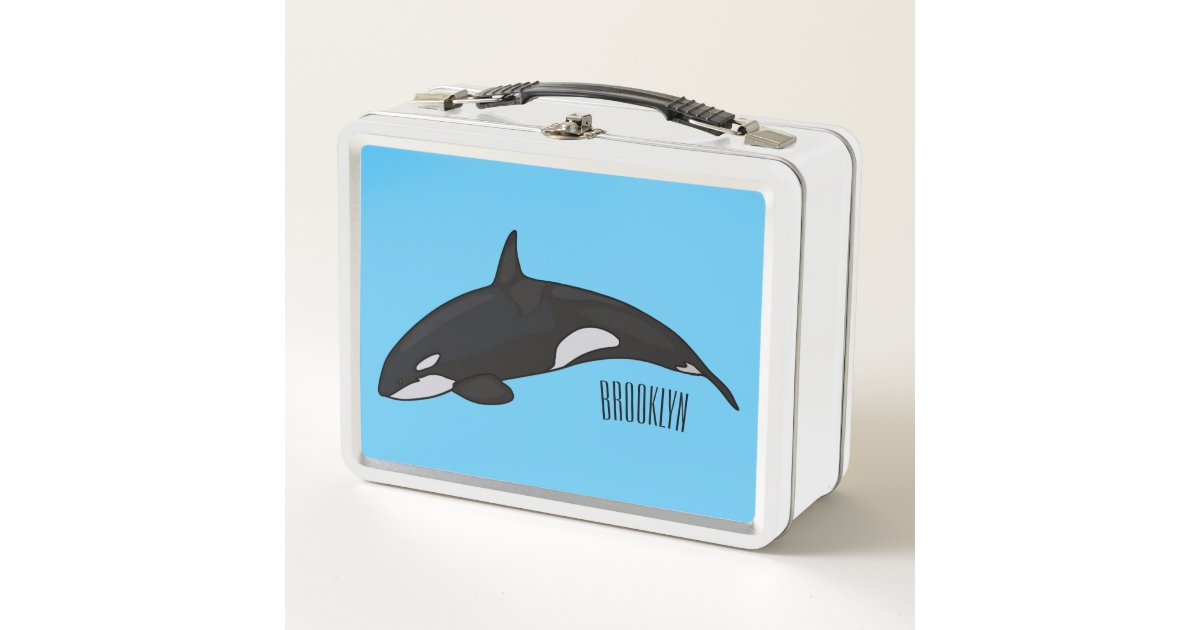 Killer whale cartoon illustration metal lunch box | Zazzle
