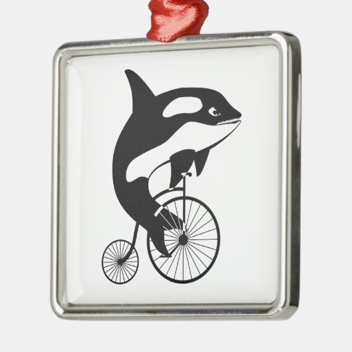 Killer Whale, Orca Riding a Bike Metal Ornament | Zazzle