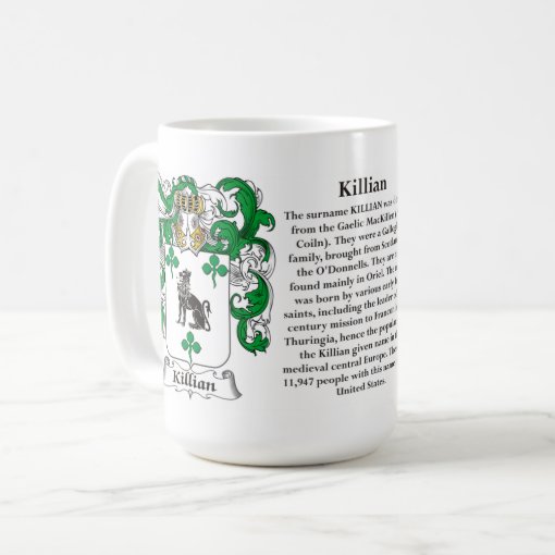 Killian, the Origin, the Meaning and the Crest Coffee Mug | Zazzle