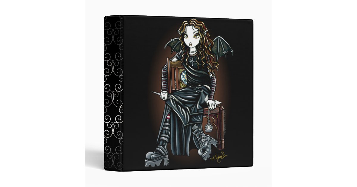"Killing Time" Gothic School Girl Fairy Binder | Zazzle