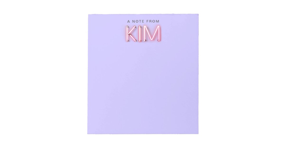 Kim name in glowing neon lights notepad | Zazzle