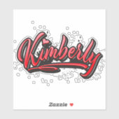 Kimberly red Heart Graffiti Sticker | Zazzle