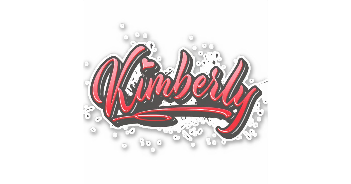 Kimberly red Heart Graffiti Sticker | Zazzle