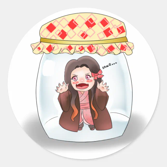 Kimetsu no Yaiba (Nezuko chibi sticker) Classic Round Sticker | Zazzle