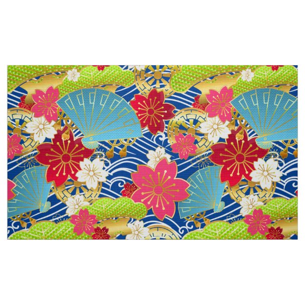 Japanese Kimono pattern fabric | Zazzle
