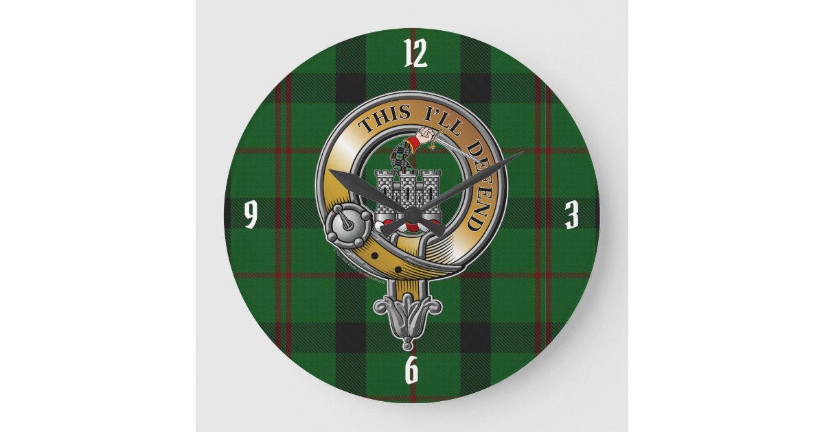 Kincaid Tartan & Badge Large Clock | Zazzle