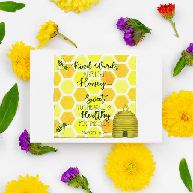 Kind Words Are Like Honey Inspirational Postcard | Zazzle