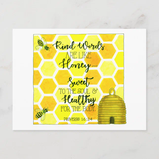 Kind Words Are Like Honey Inspirational Postcard | Zazzle