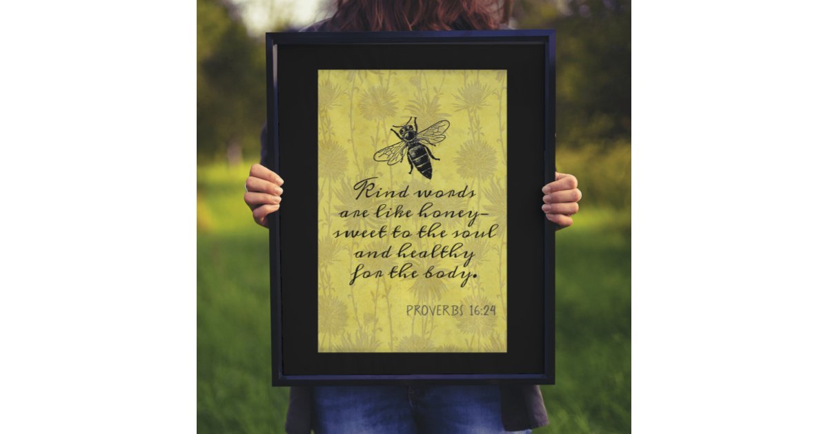 Kind Words Like Honey Proverbs Verse Poster | Zazzle
