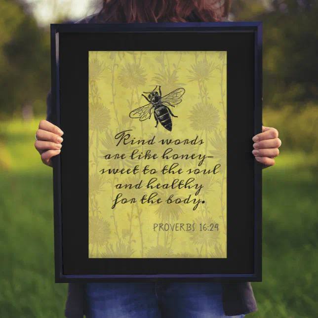 Kind Words Like Honey Proverbs Verse Poster | Zazzle