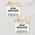 Kindergarten Elementary STAR BEHAVIOR TOKEN Card | Zazzle