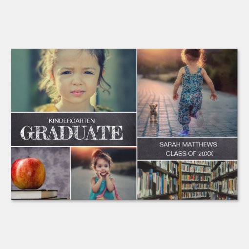 Kindergarten Graduate Photo Collage graduation Sign | Zazzle