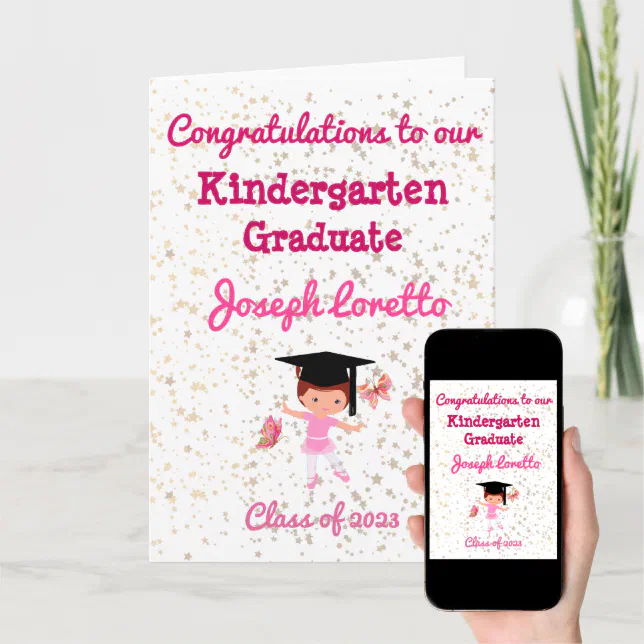 Kindergarten Graduation Congratulations Ballerina Card | Zazzle