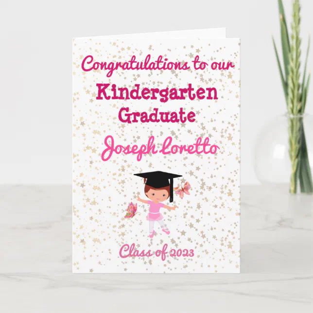 Kindergarten Graduation Congratulations Ballerina Card | Zazzle
