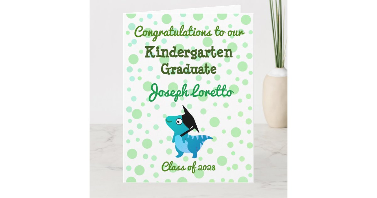 Kindergarten Graduation Congratulations Dinosaur Card | Zazzle