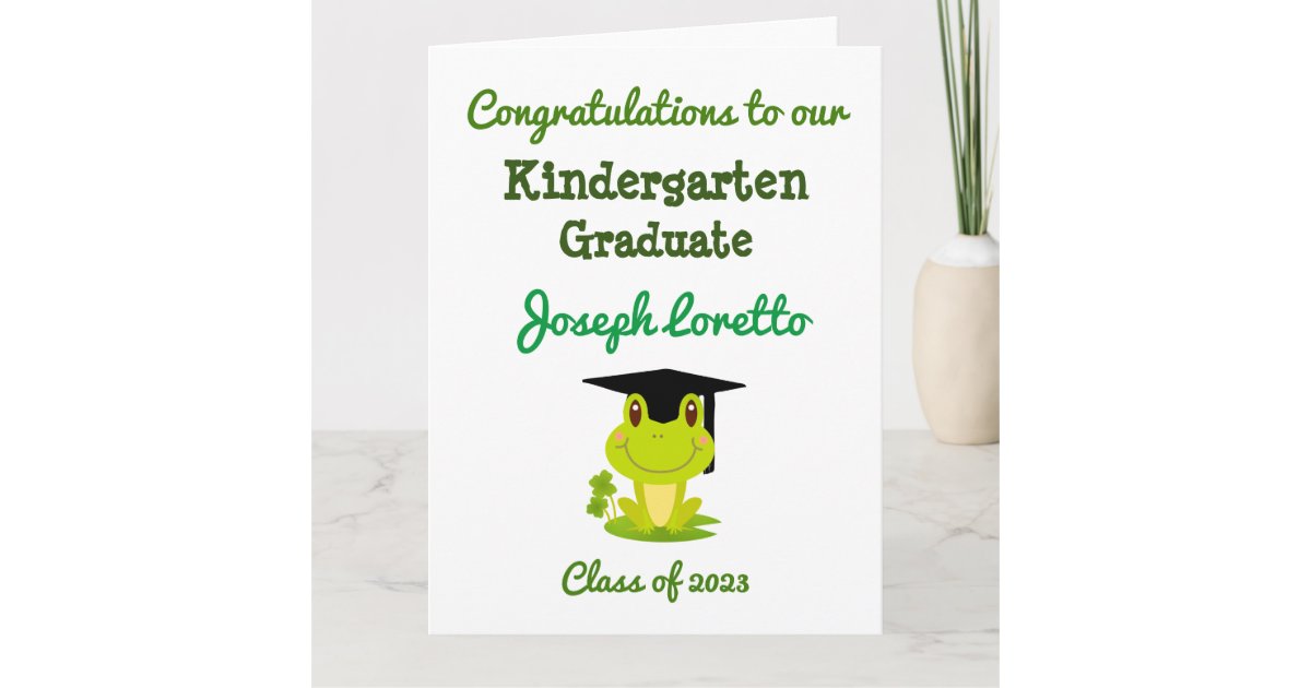 Kindergarten Graduation Congratulations Froggy Card | Zazzle