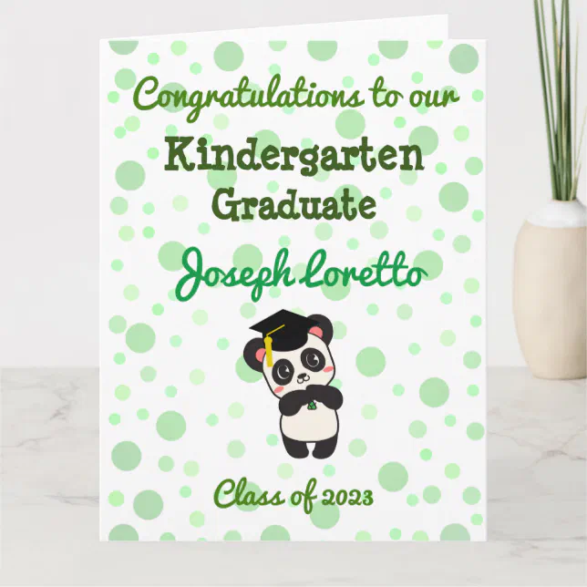 Kindergarten Graduation Congratulations Panda Card | Zazzle
