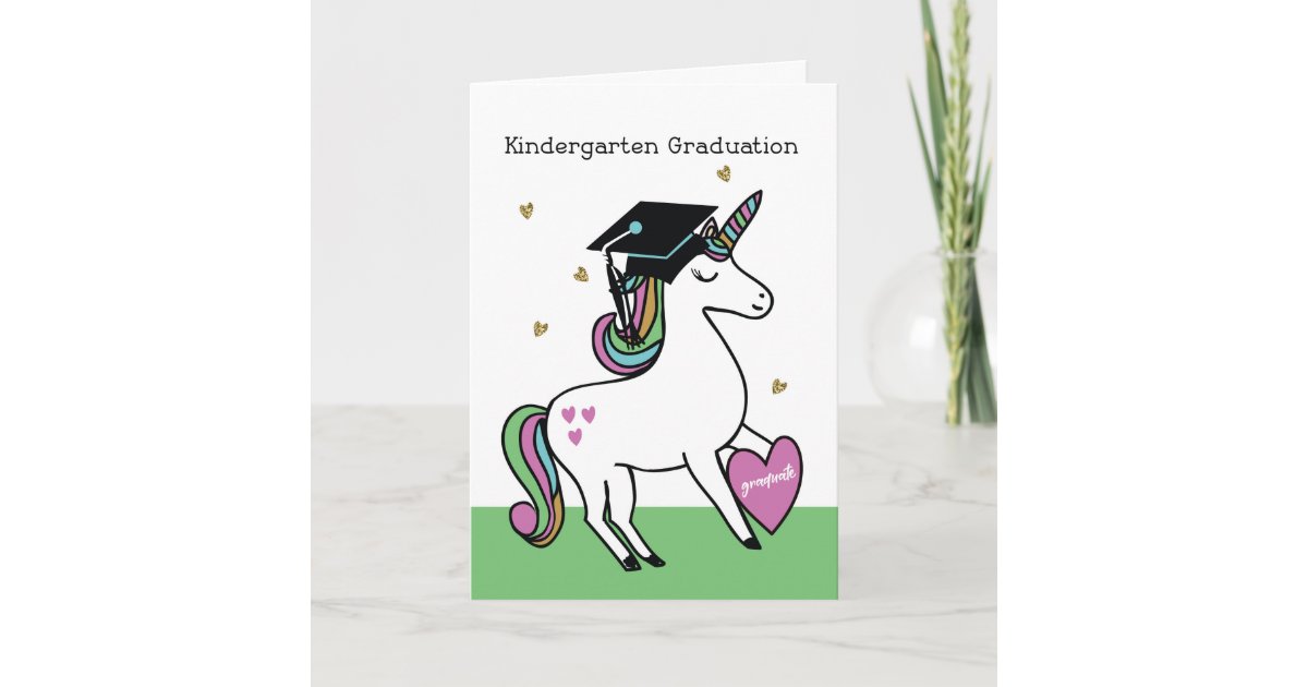 Kindergarten Graduation Congratulations Unicorn Card | Zazzle